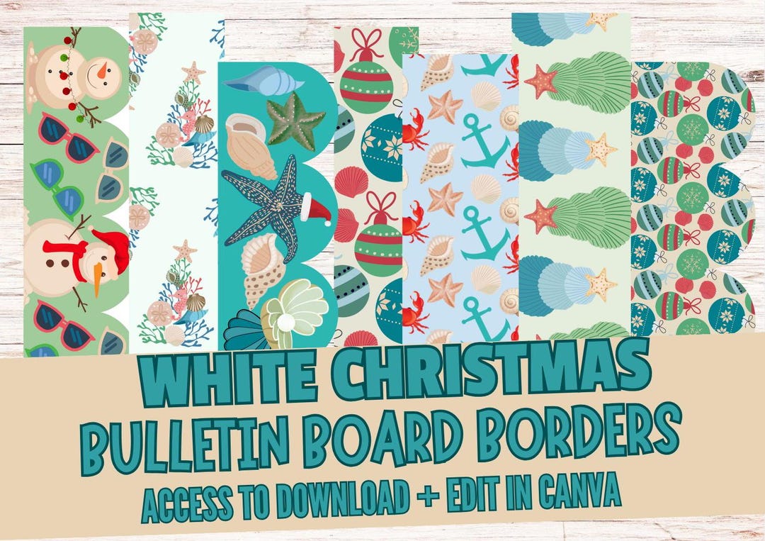 White Christmas Bulletin Board Borders | Christmas Beach Theme ...