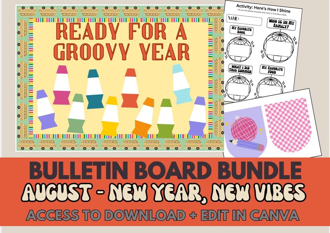 August Retro New School Year Bulletin Board | Disco Classroom Decor ...