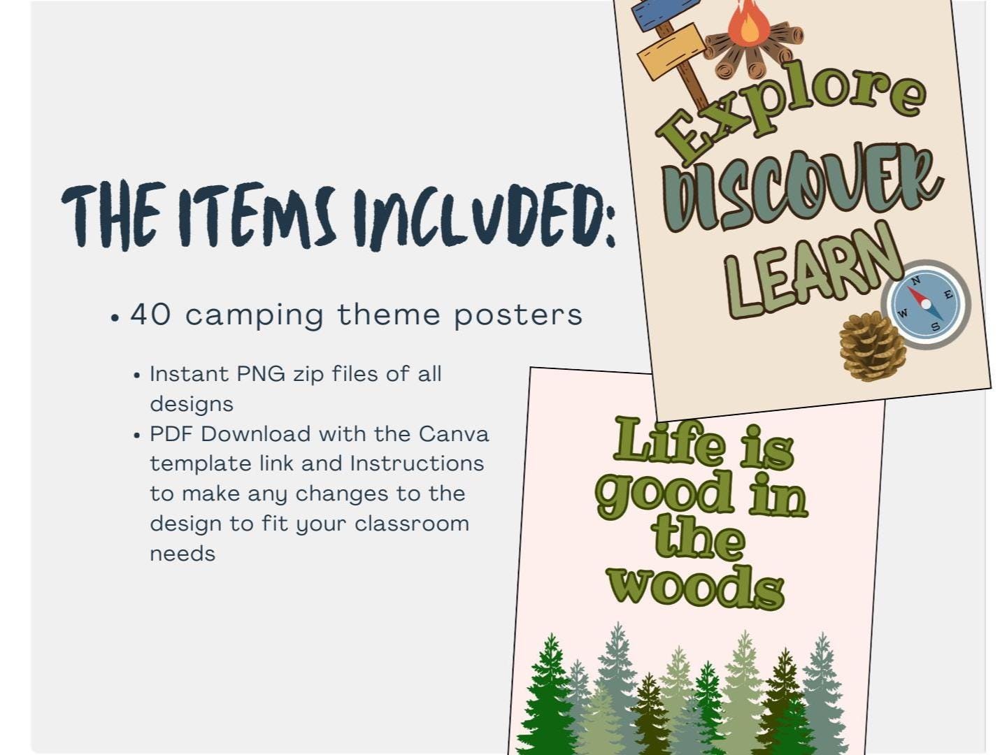Camping Adventure Quote Posters | Inspirational Camp Classroom Decor ...