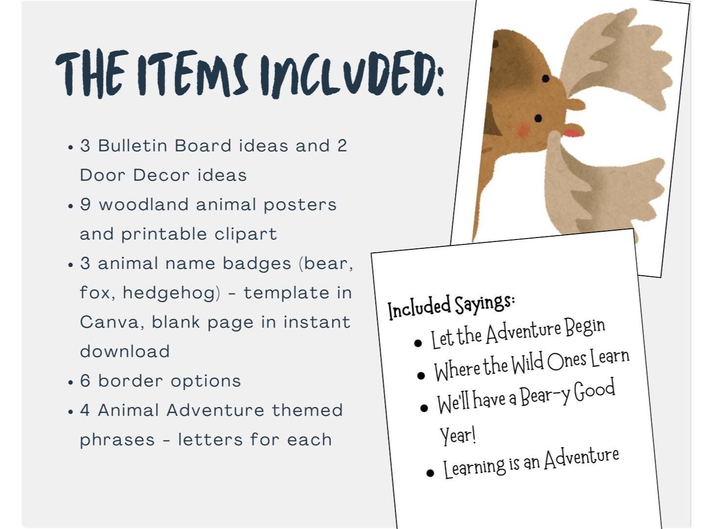 Woodland Animals Bulletin Board Bundle | Camping Nature Outdoor Theme ...