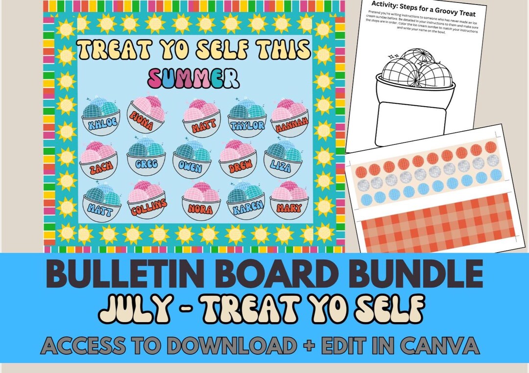 Summer Retro Bulletin Board | Ice Cream and 4th of July Disco Classroom ...