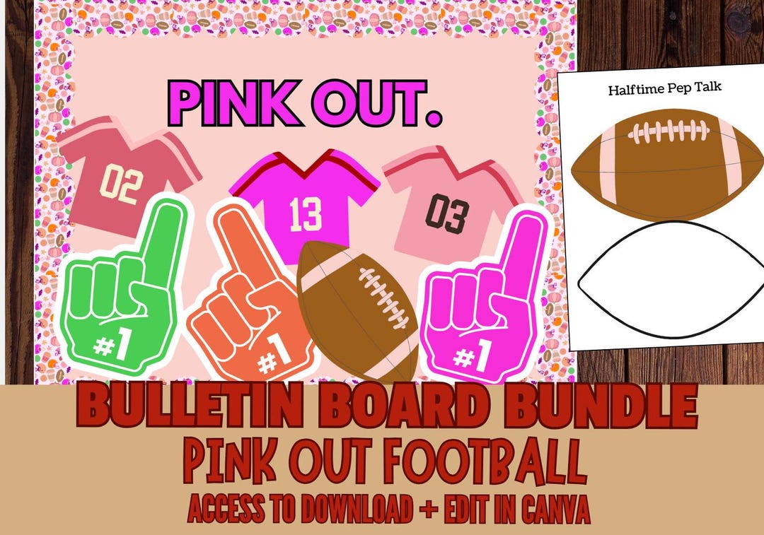 Pink Out Football Bulletin Board Bundle | Pink Football Theme ...
