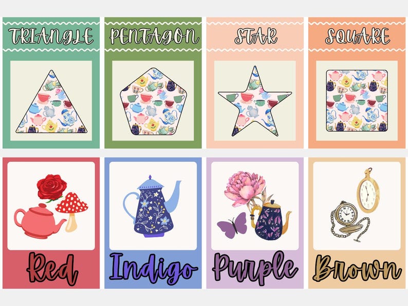 Alphabet Number Color Shape Posters | Wildflower Theme | Hats and Tea ...