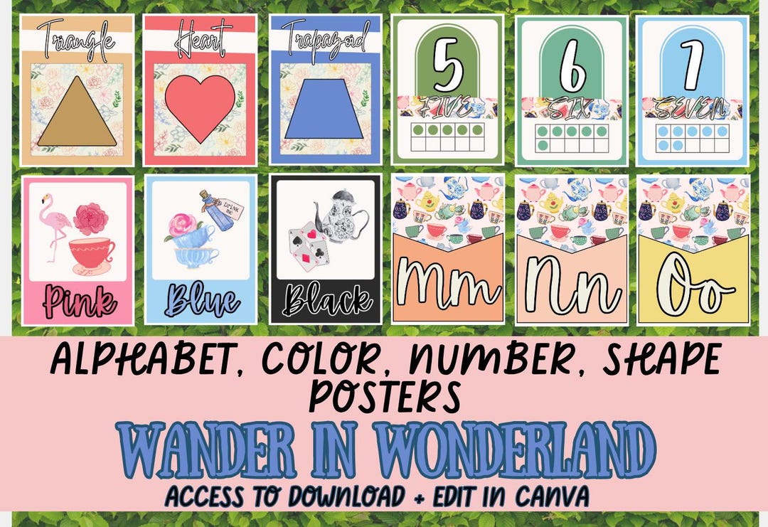 Alphabet Number Color Shape Posters | Wildflower Theme | Hats and Tea ...