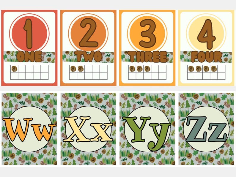 Camping Classroom Posters, Alphabet, Numbers, Shapes (digital Download ...