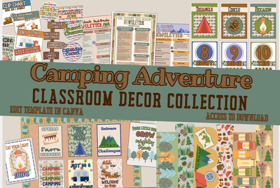 Camping Adventure Classroom Decor Bundle | Outdoor Camp Adventure ...