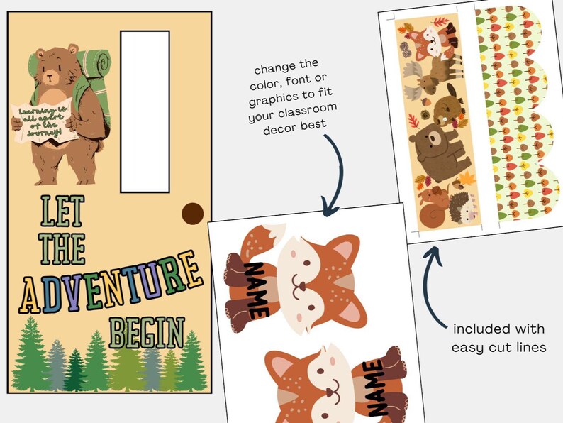 Woodland Animals Bulletin Board Bundle | Camping Nature Outdoor Theme ...
