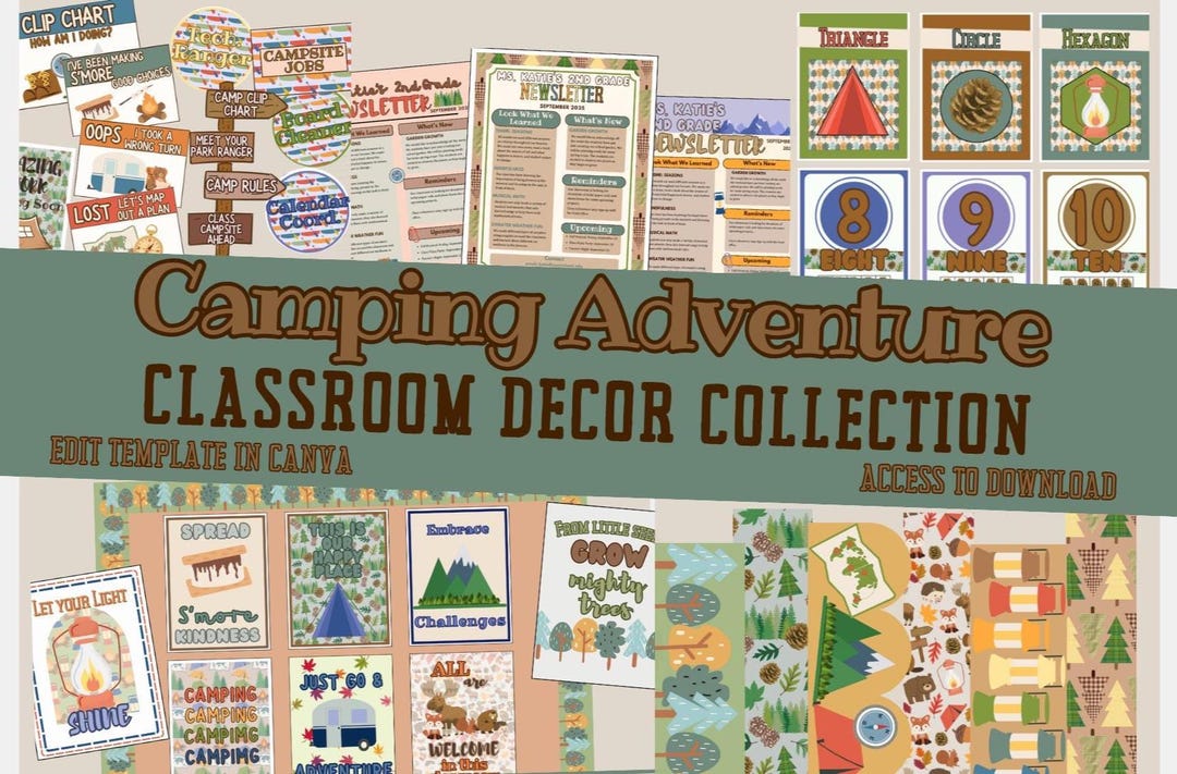 Camping Adventure Classroom Decor Bundle | Camping Nature Outdoor Theme ...