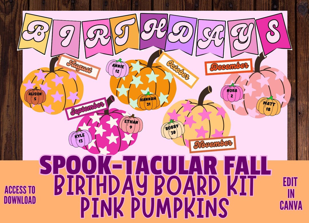 Birthday Board Kit - Pink Pumpkins | Classroom Decor | Teacher Resource ...