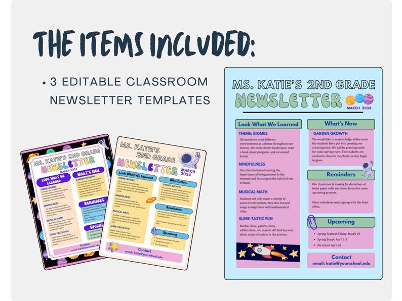 Classroom Newsletter Templates - Space Explorer | Class Decor and ...