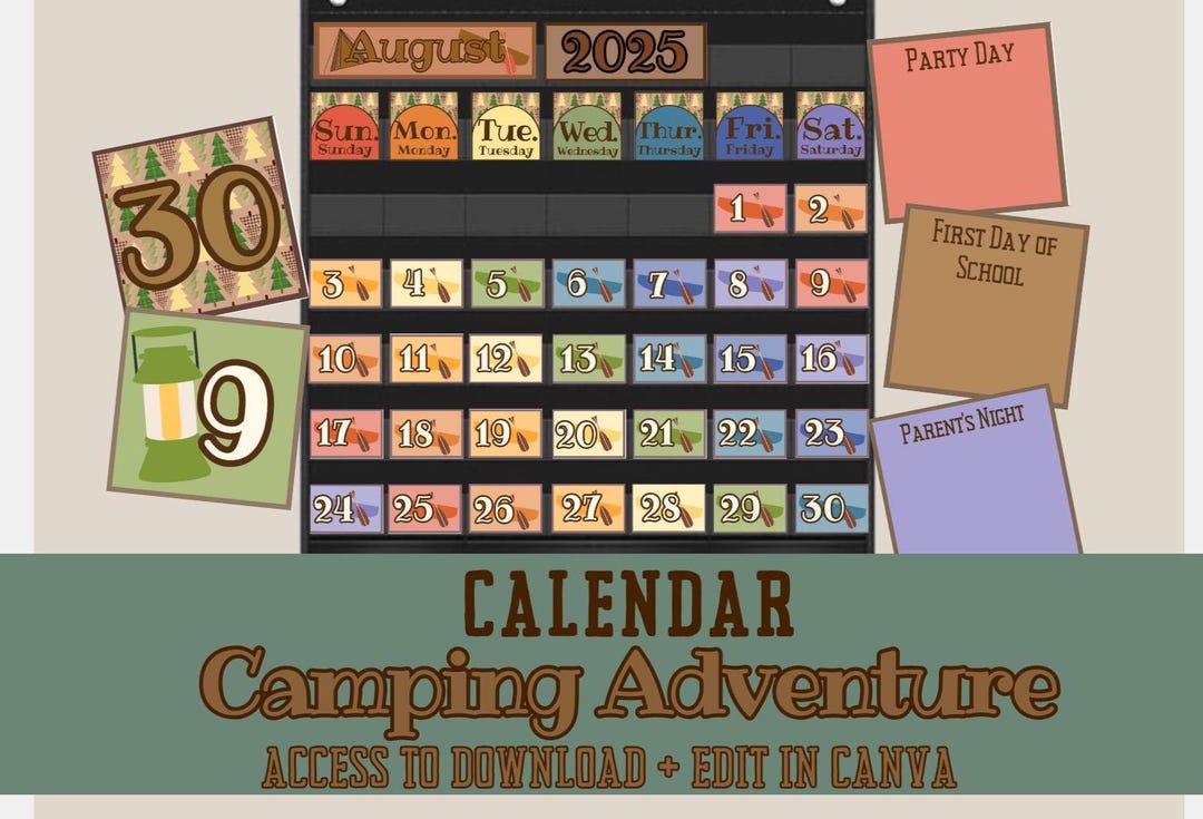 Calendar | Camping Adventure Classroom Decor | Camping Nature Outdoor ...