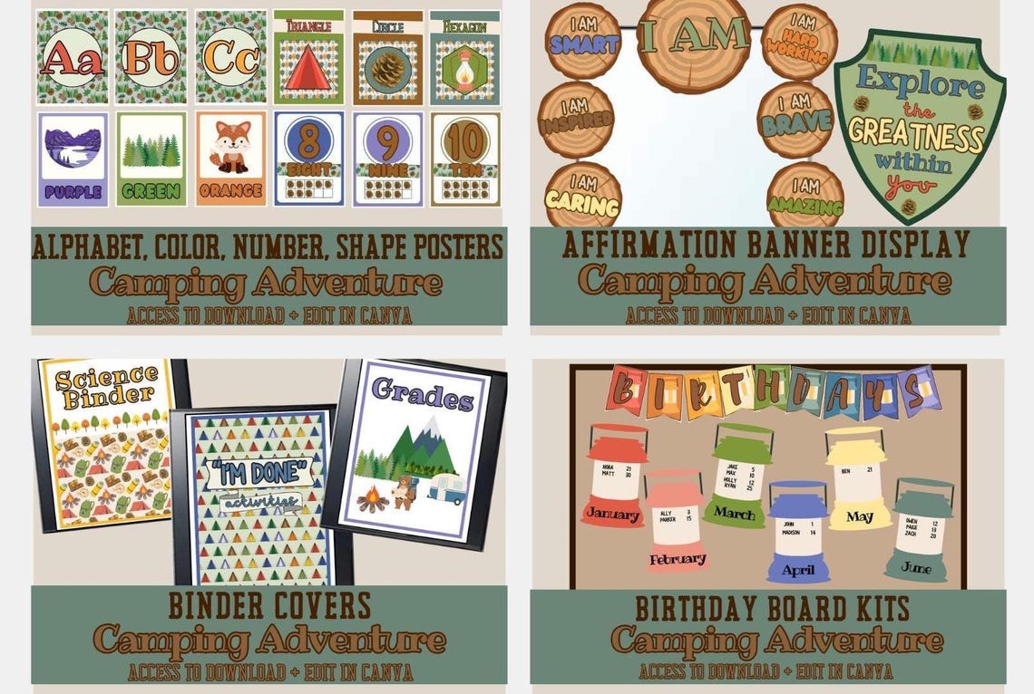 Camping Adventure Classroom Decor Bundle | Camping Nature Outdoor Theme ...