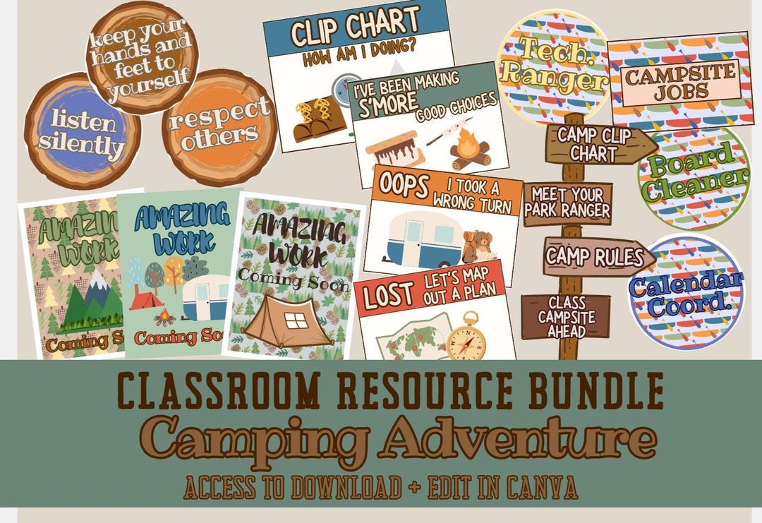 Classroom Resource Bundle | Camping Adventure Classroom Decor | Camping ...