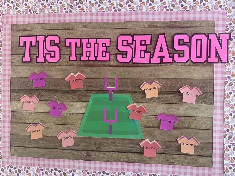 Pink Out Football Bulletin Board Bundle | Pink Football Theme ...