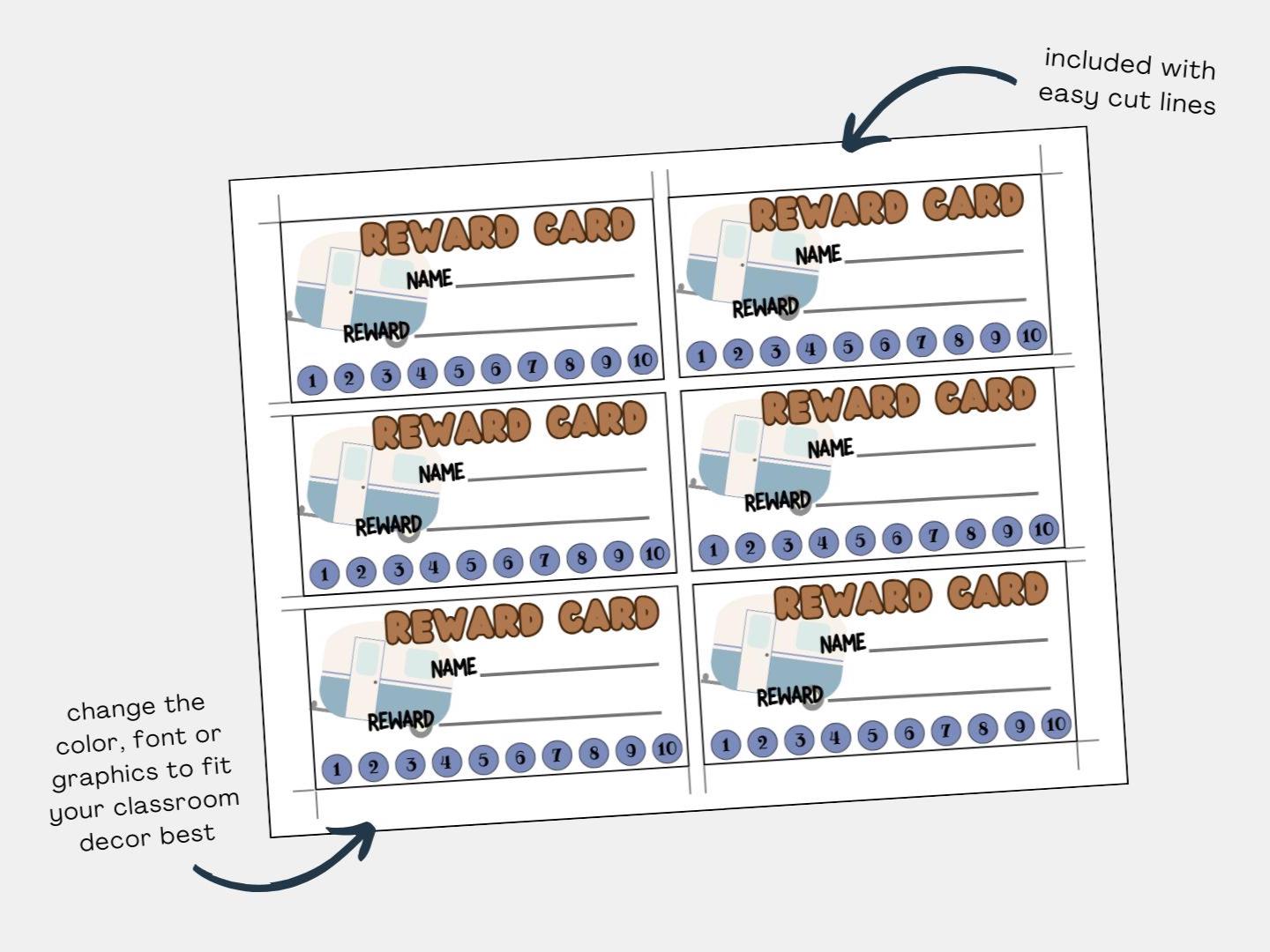 Camping Theme Classroom Certificates and Reward Punch Cards (PDF ...