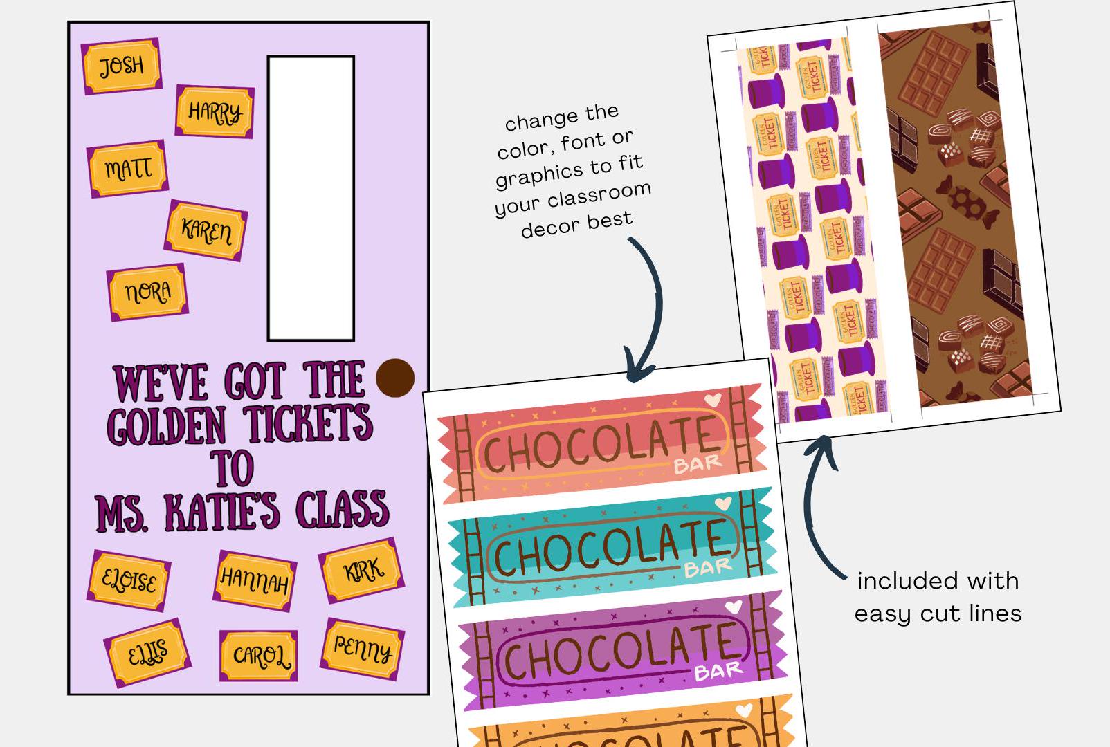 Golden Ticket Bulletin Board Bundle | Sweet Temptations Class Decor ...