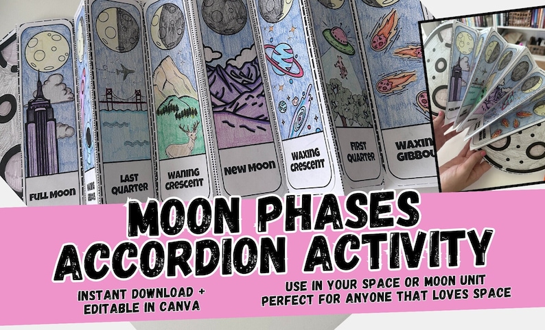 Moon Phase Accordion Activity | Foldable Fan | Student DIY | Outer ...