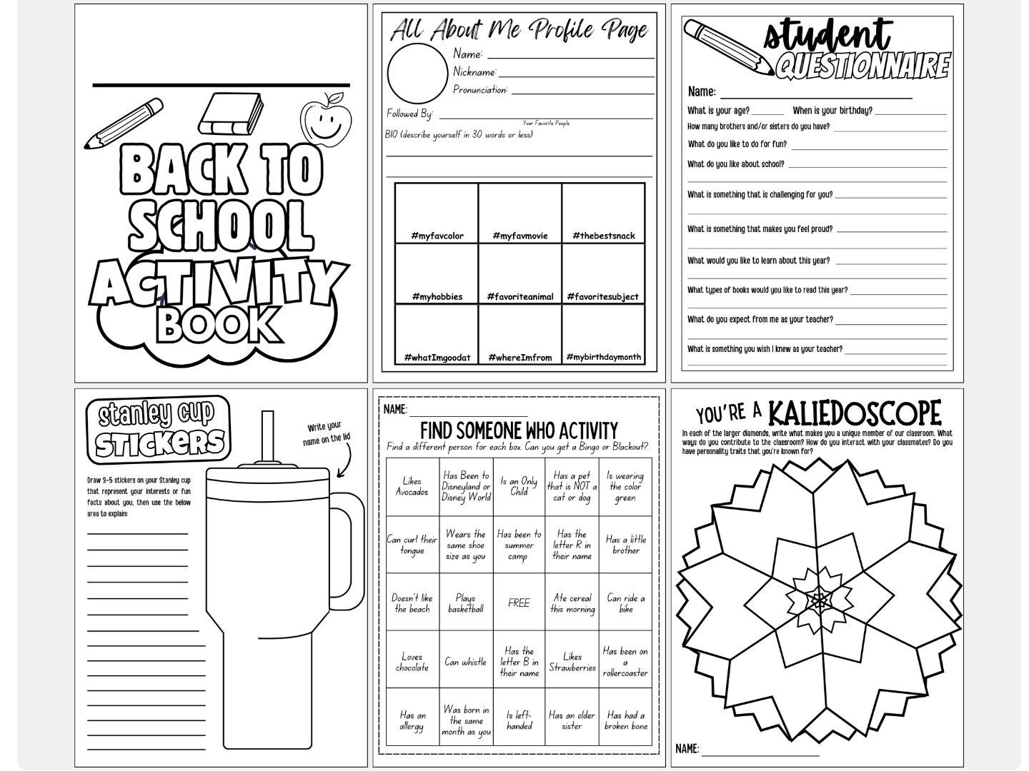 Back to School Worksheets 2024 Goals About Me Social Profile Page ...