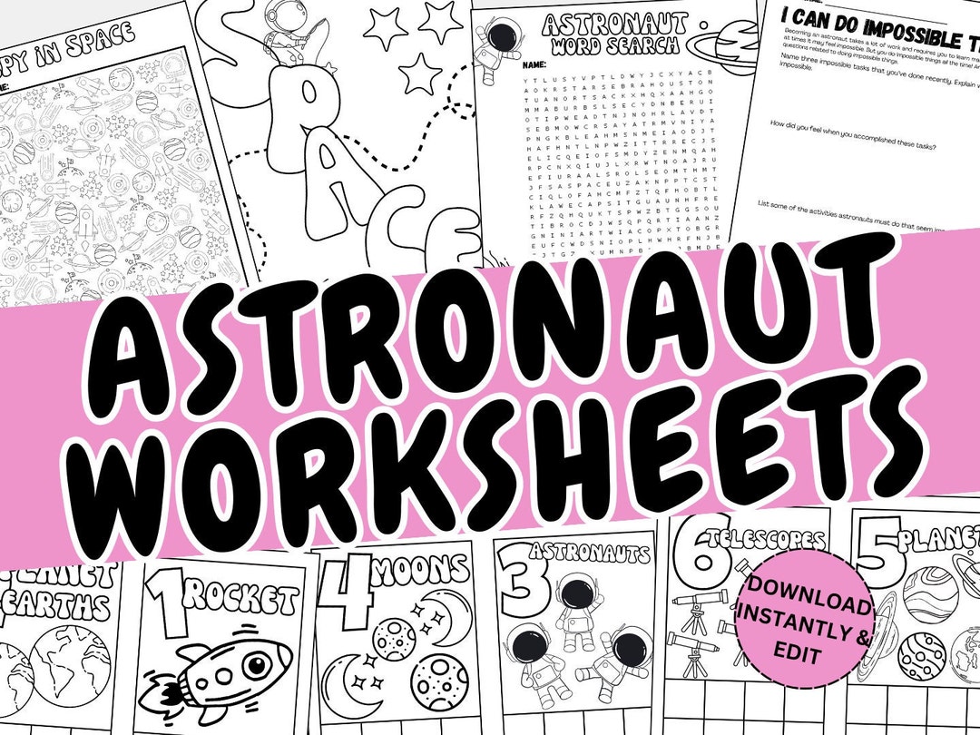 Astronaut Worksheets and Activity Pages Outer Space Unit Space Lessons ...