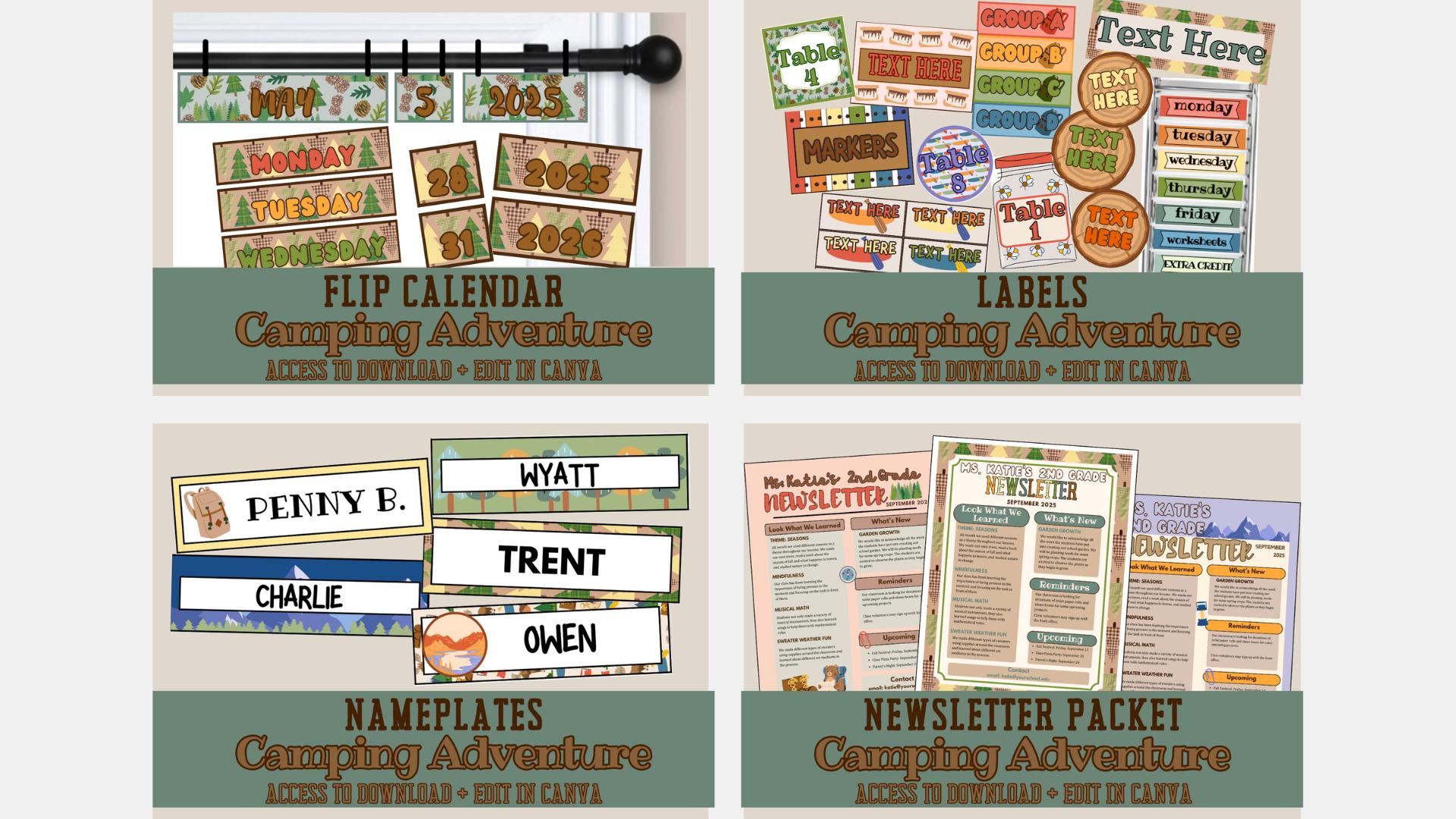 Camping Adventure Classroom Decor Bundle | Camping Nature Outdoor Theme ...