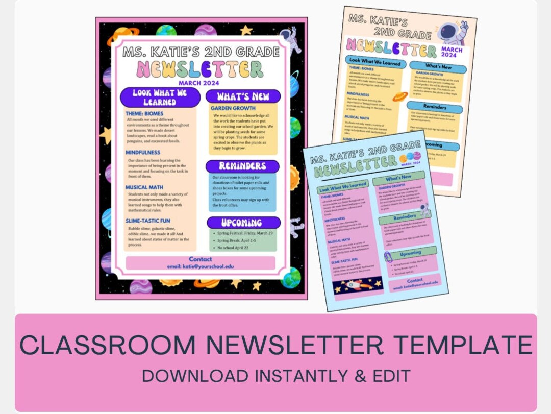 Classroom Newsletter Templates - Space Explorer | Class Decor and ...