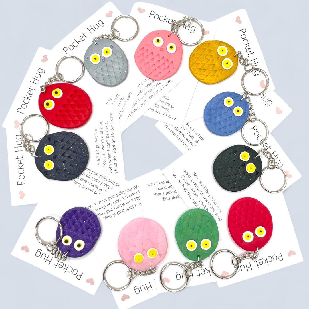 Owl Pocket Hug in 11 Fun Colours - Cute Colourful Bag Charm - Etsy