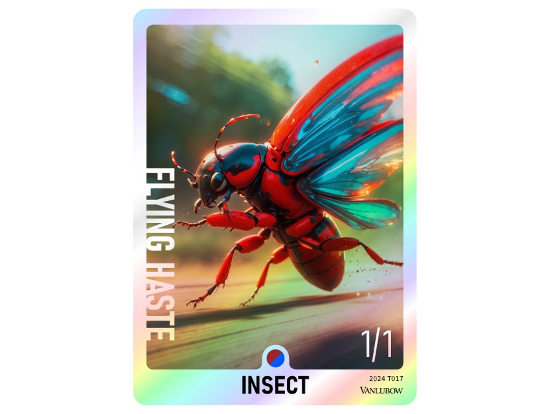 Double Foil Insect blue Red 1/1 Flying Haste front & Clue back Token - Etsy