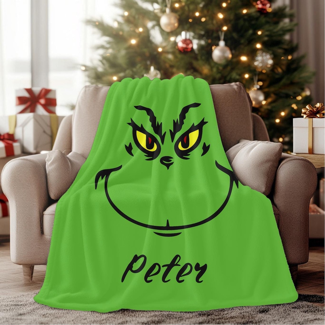 Personalized Grinch Blanket, My Grinch Christmas Soft Cozy Sherpa ...