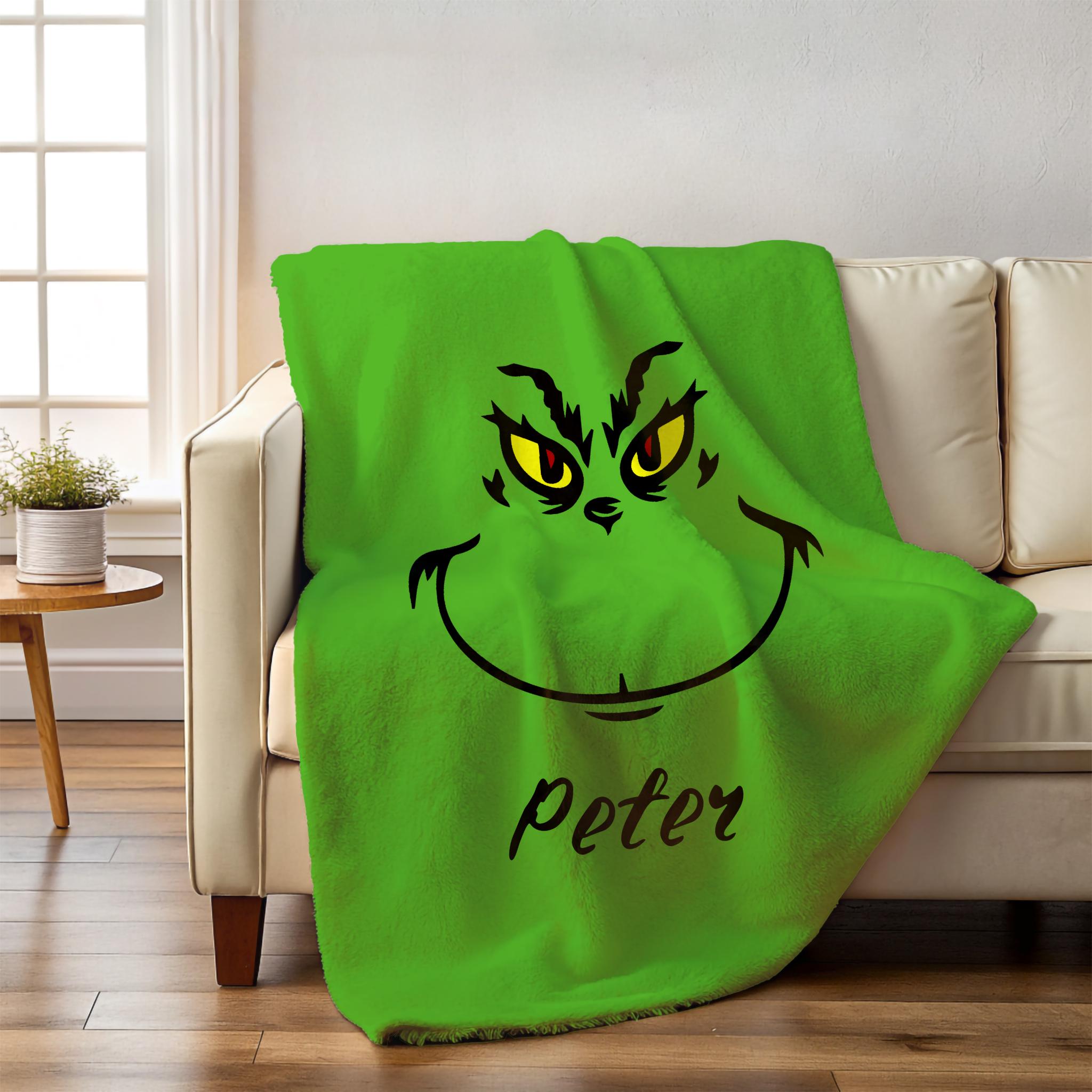 Personalized Grinch Blanket, My Grinch Christmas Soft Cozy Sherpa ...