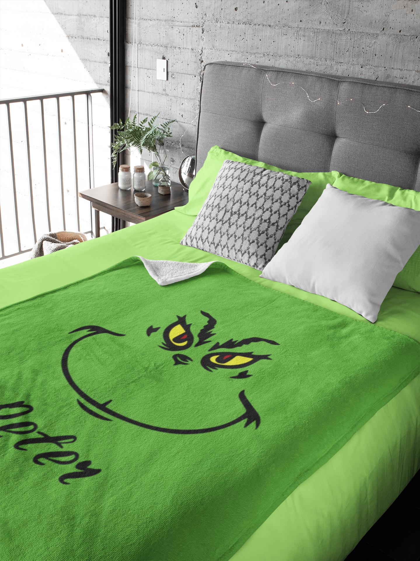Personalized Grinch Blanket, My Grinch Christmas Soft Cozy Sherpa ...
