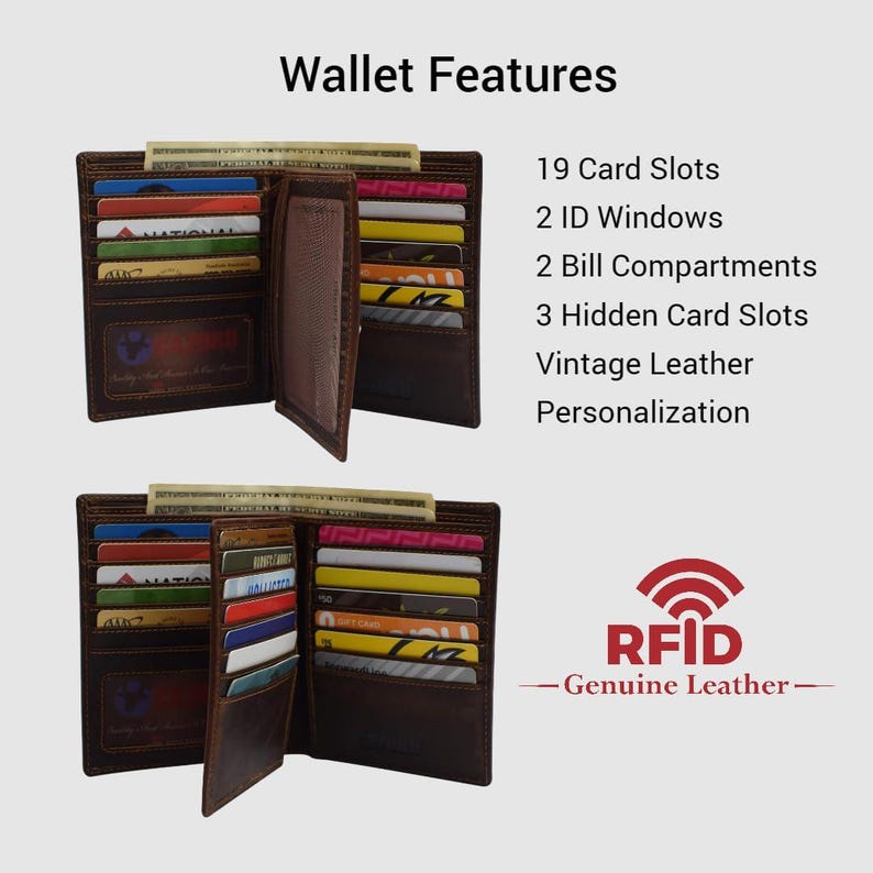 Custom RFID Blocking Bifold Hipster Multi Credit Card ID Holder Wallet ...