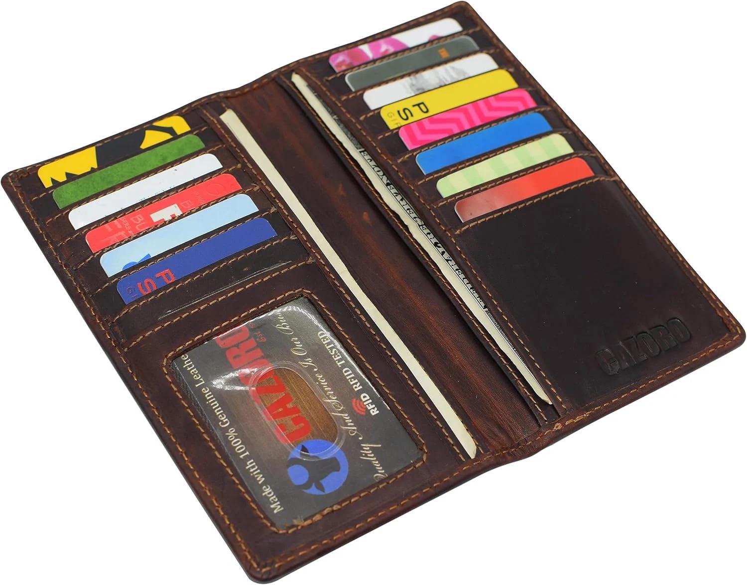 Personalized RFID Blocking Slim Long Bifold Vintage Leather ID Credit ...