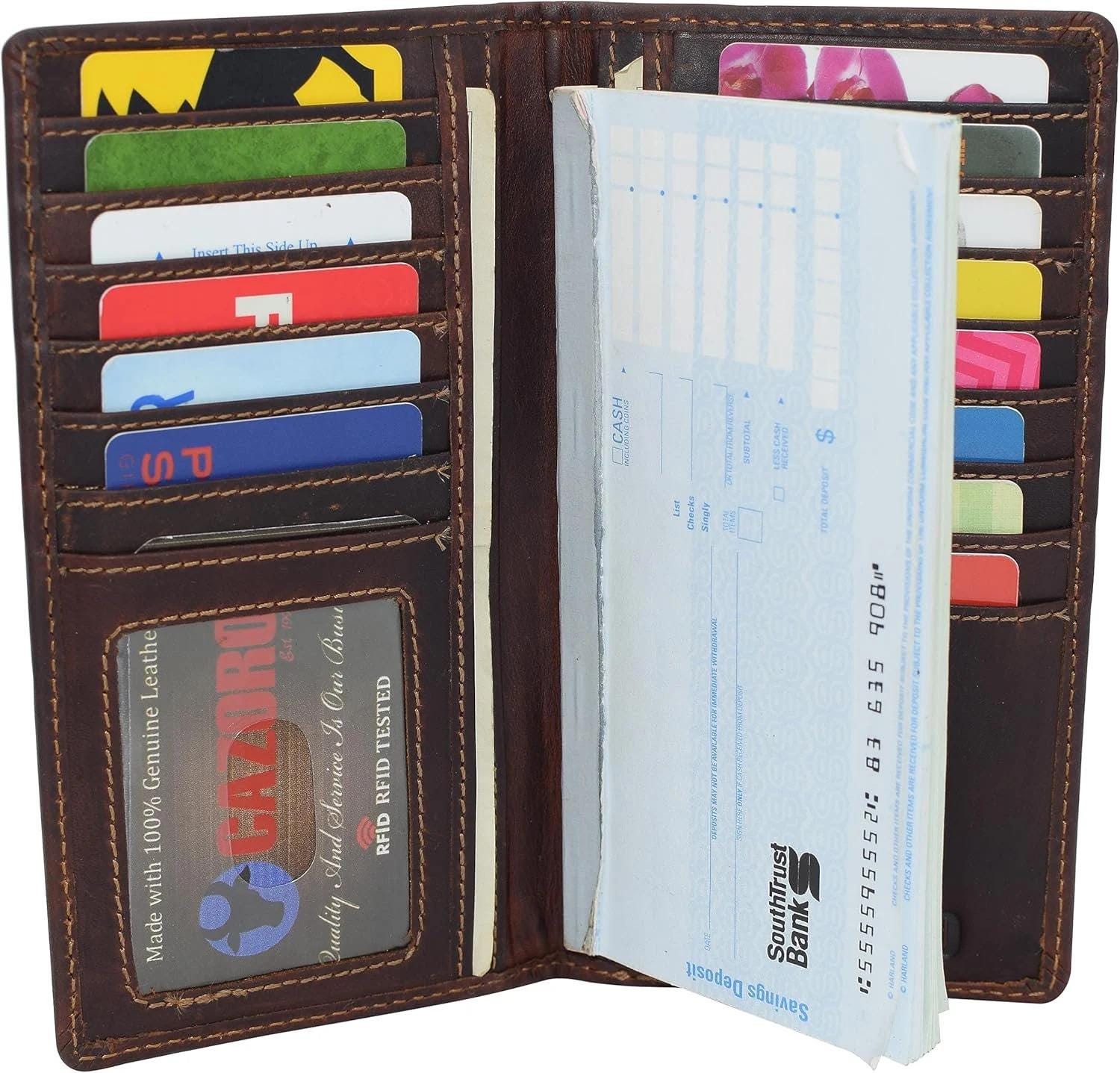 Personalized RFID Blocking Slim Long Bifold Vintage Leather ID Credit ...