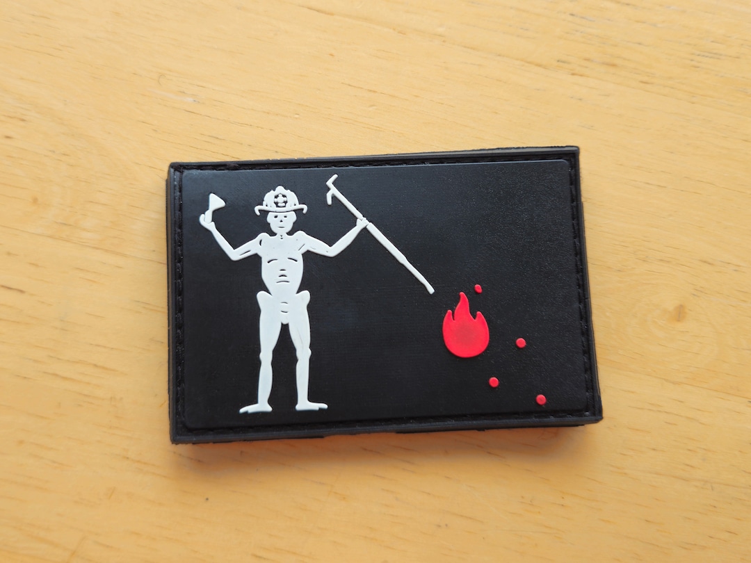 Blackbeard Pirate Firefighter PVC Rubber Tactical Morale Patch With ...
