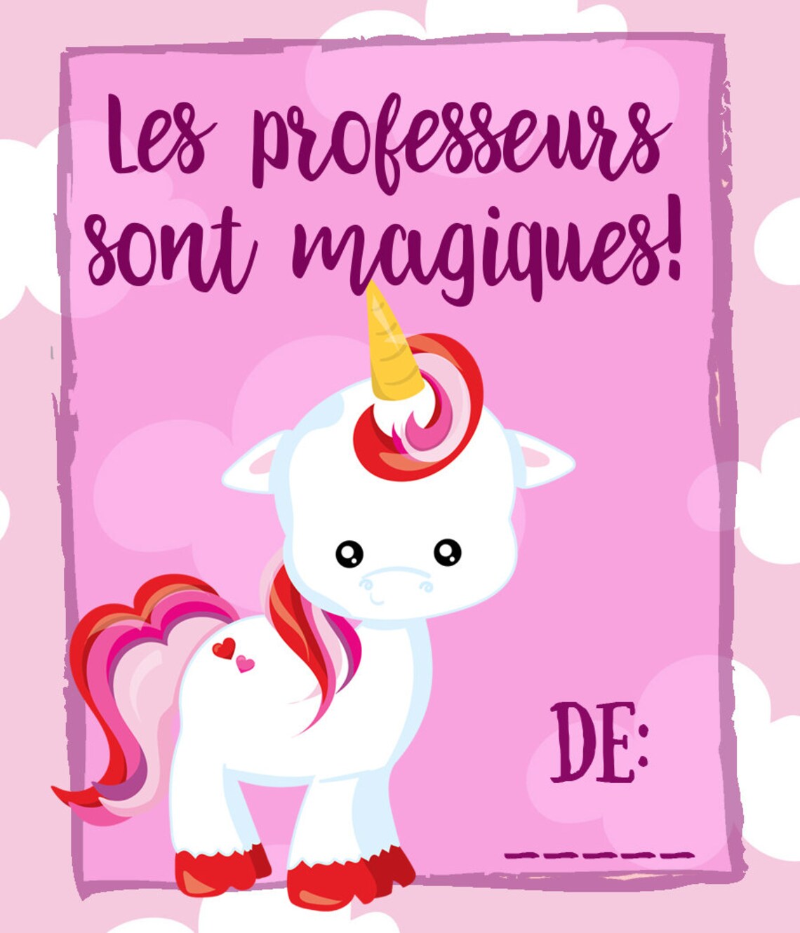 Unicorn Valentine Set of 6 PRINTABLE ,download, English, Valentines Day ...