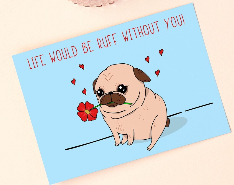 Life would be ruff without you Valentine's Day note card | Etsy