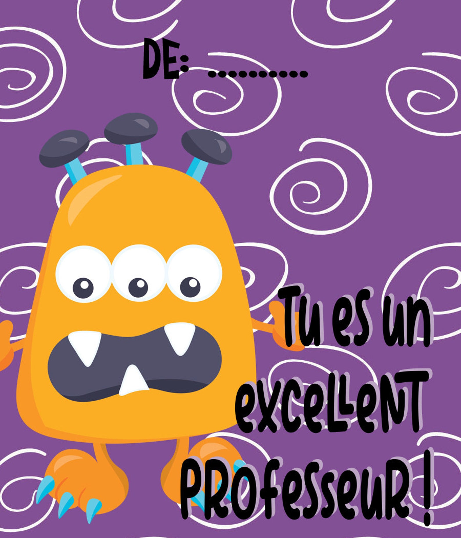 FRENCH Monster Valentine Set of 6 PRINTABLE Download, Monstre, Saint ...