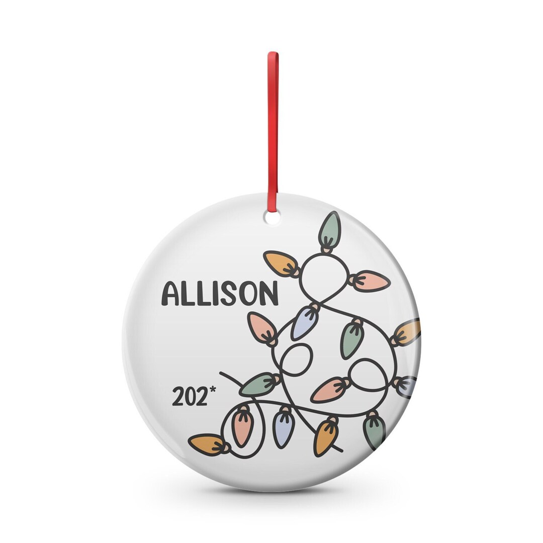 Custom Kids Name Ceramic Christmas Ornament String Lights ,boho Style ...