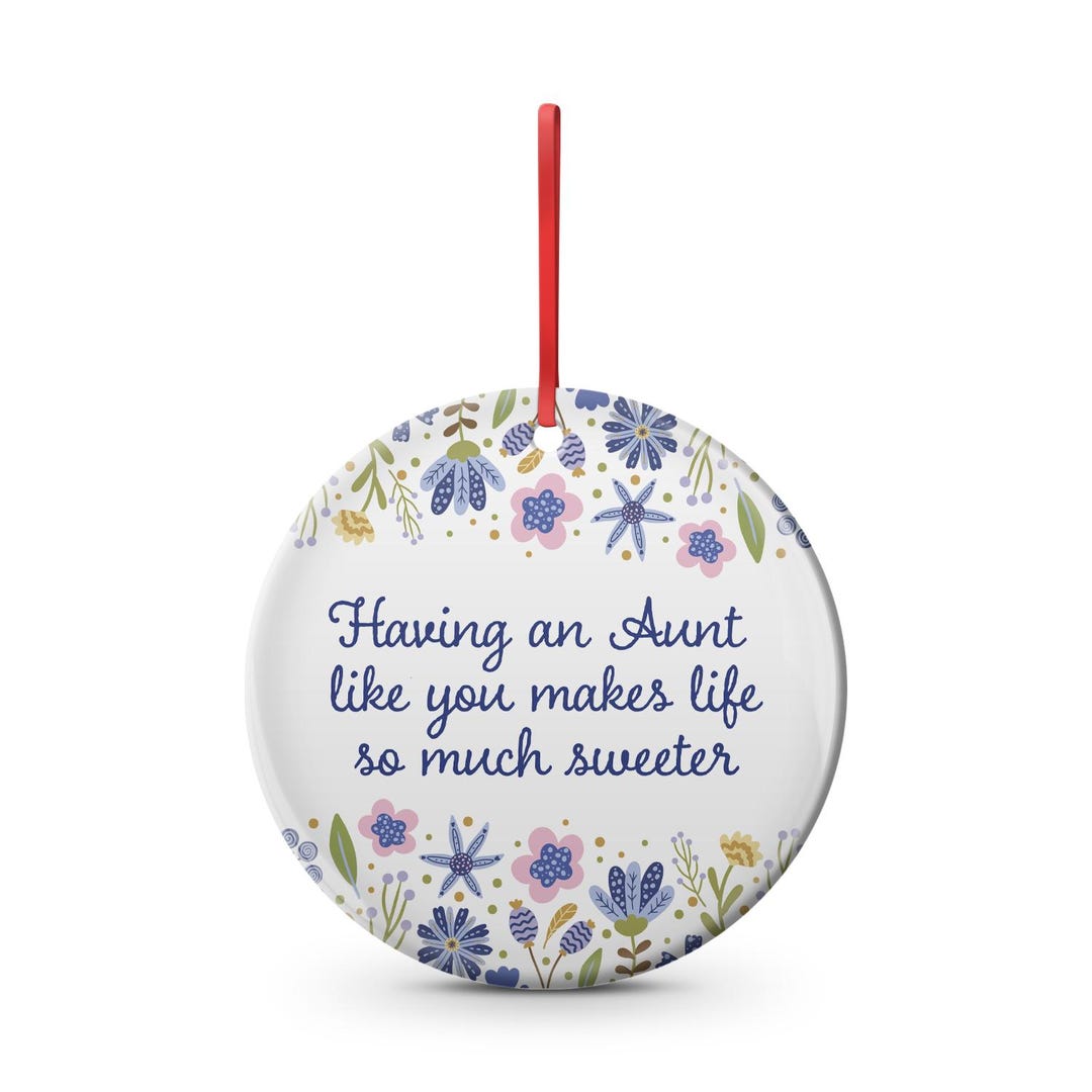 Aunt Themed Floral Blue Christmas Ornament . Holiday Gift , Aunt ...