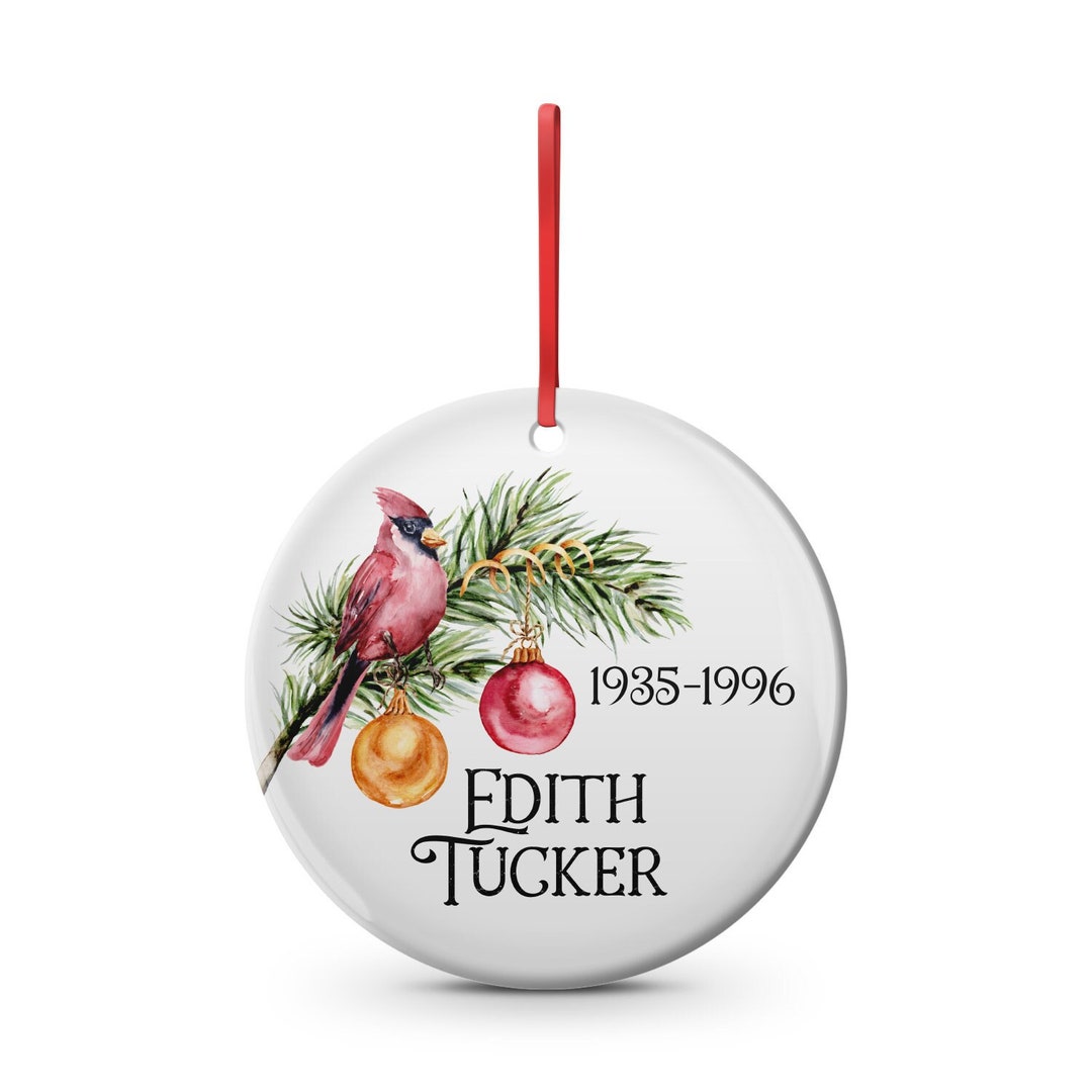 Custom Cardinal Memory Ceramic Christmas Ornament, Name With Dates ...