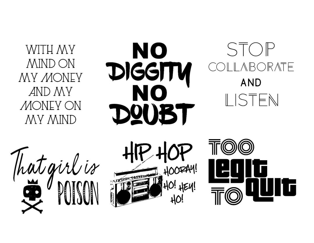 Hip Hop Lyric Diecut Sticker Pack Set of 6 Roughly 3 Inches 90's Hip ...