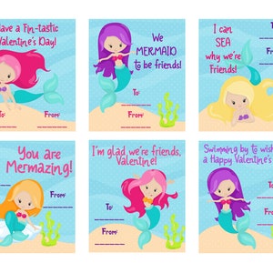 Mermaid Valentine Set of 6 English, CHOOSE QUANTITY, Ocean, Kids ...