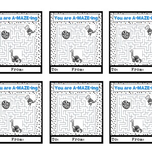 Dinosaur Fossils Maze Valentine Set CHOOSE QUANTITY English, Kids, FREE ...
