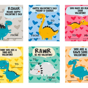 Dinosaur Valentine Set of 6 ENGLISH PRINTABLE ,download, Dino, Saint ...