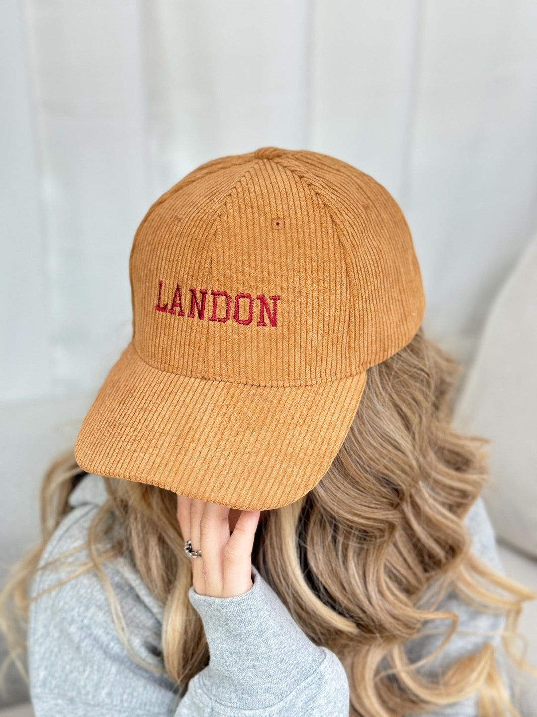 Custom Embroidered Corduroy Hat | Personalized Text City Name Baseball ...