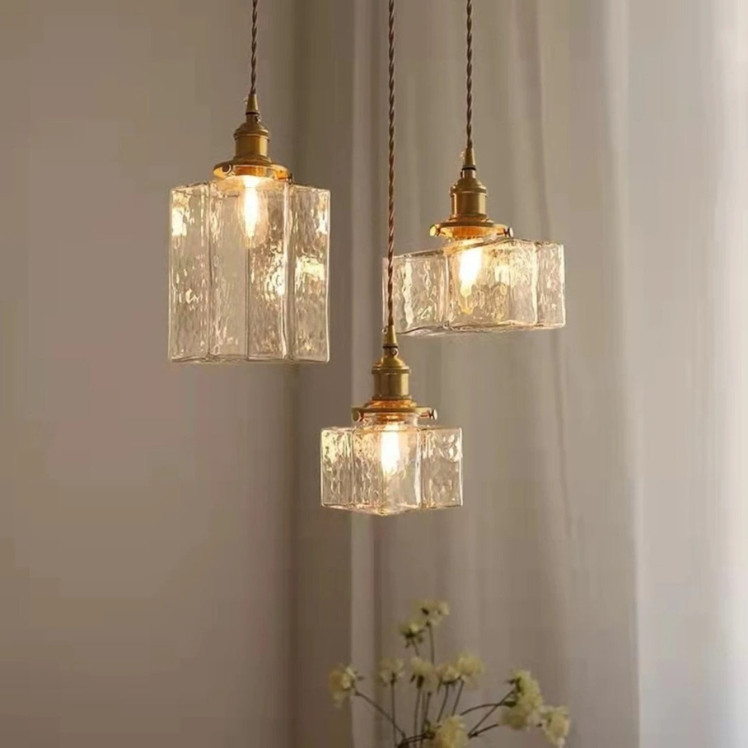 Vintage Style Simple Glass Pendant Light, Elegant Floral Design Light ...