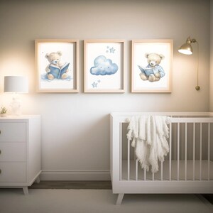 Set of 3 Boy Teddy Bear Reading Books | Baby Boy | Baby Room Decor ...