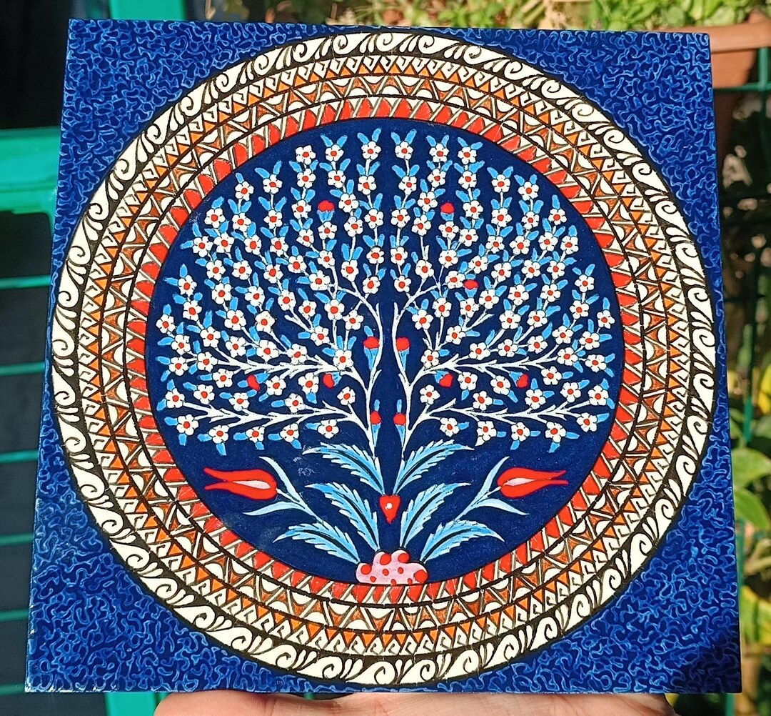 Intricate Tree of Life Ceramic Tile Panel,artisan Tree of Life Tile ...