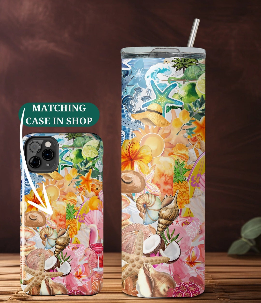 Colorful Sea Shells Collage Tumbler Summer Beach Collage Tumbler ...