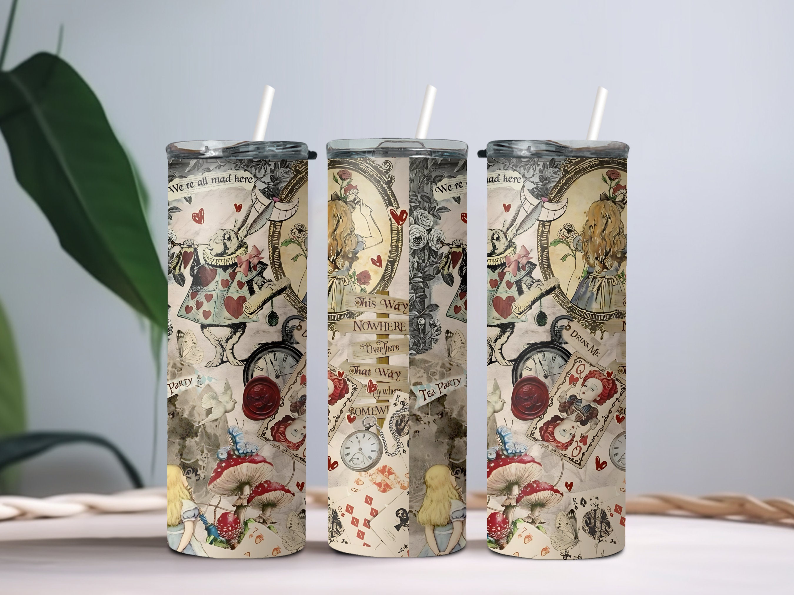 Alice in Wonderland Collage Tumbler Unique Gift Vintage Alice in ...